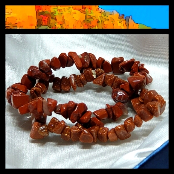 Jewelry | Two Gold Red Sandstone Bracelets | Poshmark